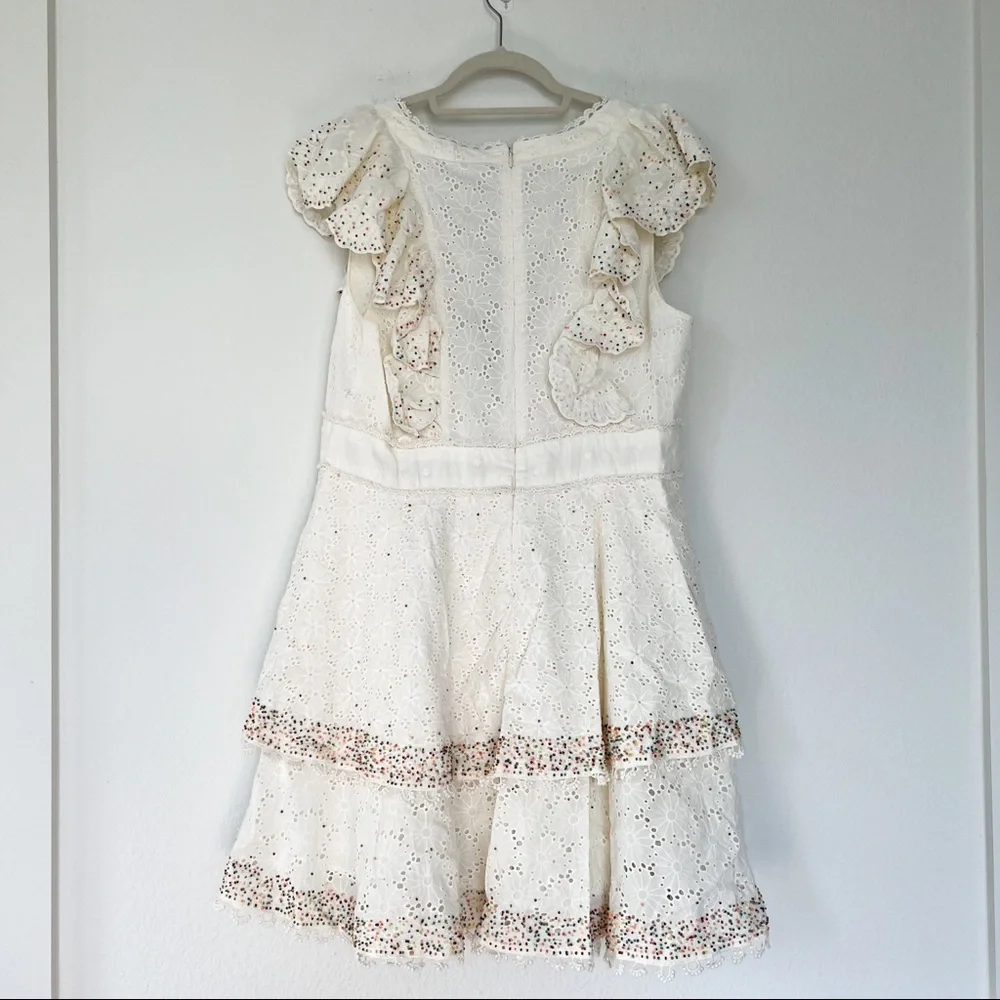 FARM Rio | Dresses | Anthropologie Farm Rio Beaded Eyelet Mini Dress ...